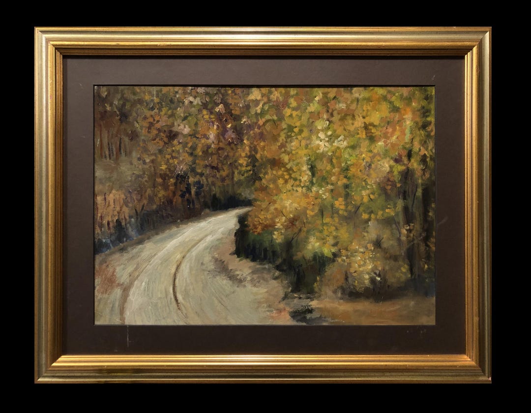A Suggestive Turn of the Road Landscape Autumn Fall Gift Idea Vintage ...