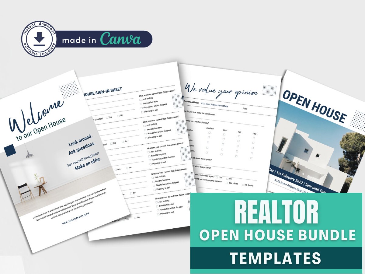 Open House Bundle Open House Sign in Sheet Feedback Form - Etsy