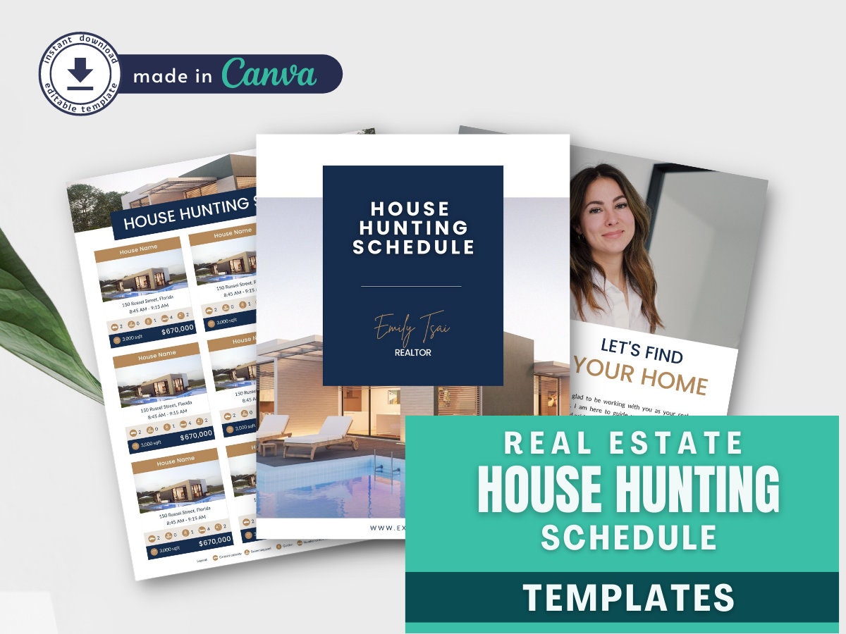 House Hunting Schedule for Realtors, Real Estate Home Buyer Guide, Real ...