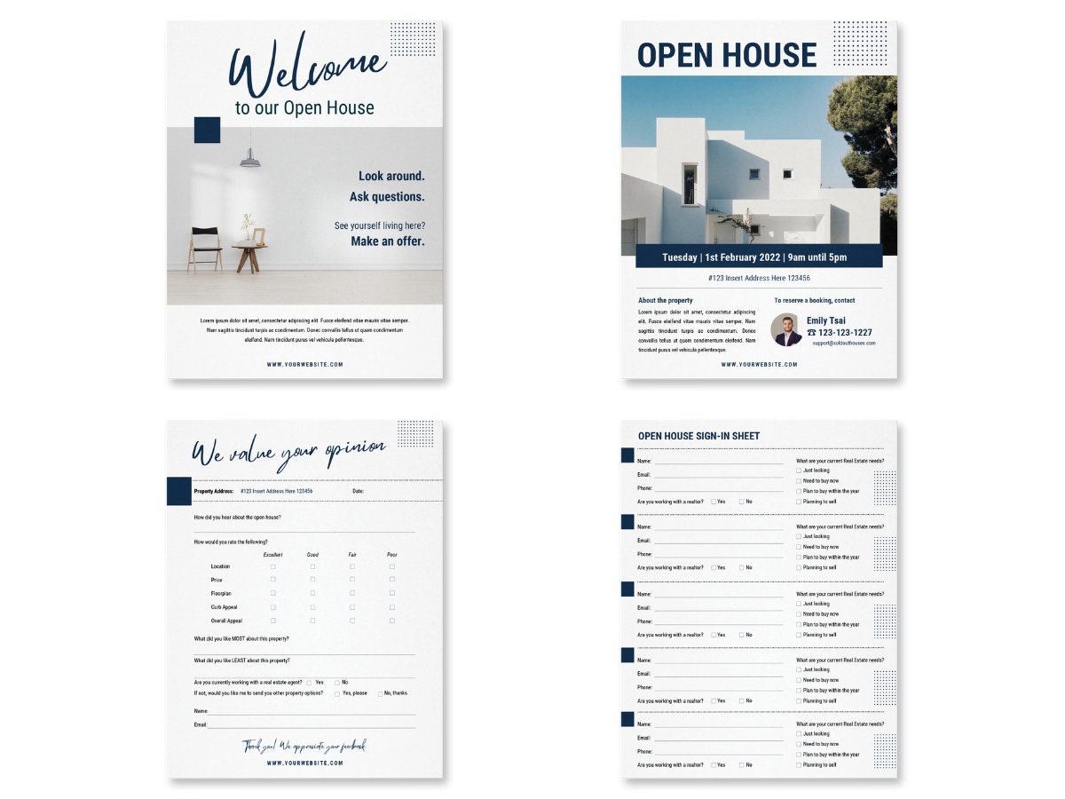 Open House Bundle Open House Sign in Sheet Feedback Form - Etsy