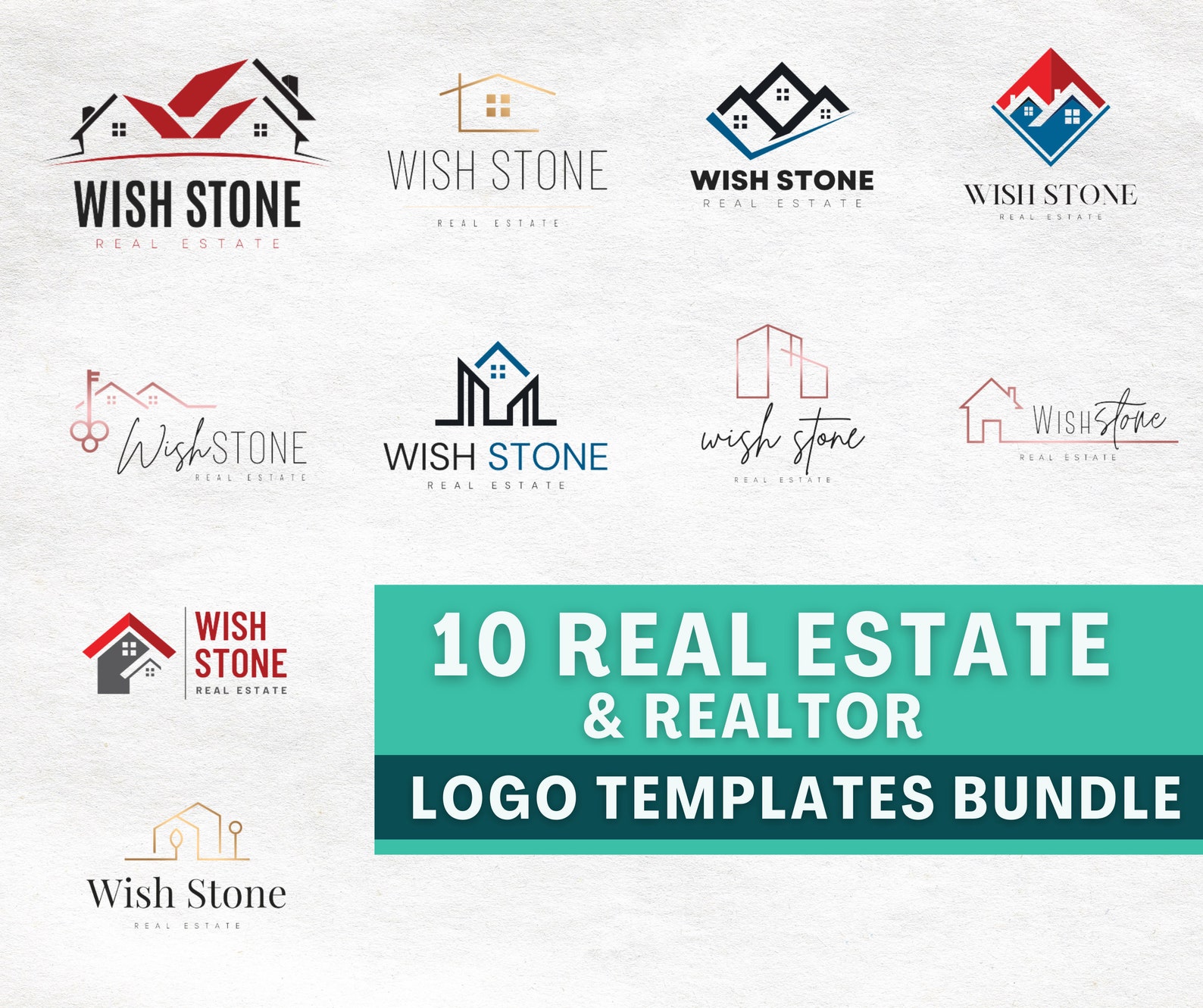 Real Estate Logo Design Templates Bundle 10 Editable Canva Realtor Logo ...
