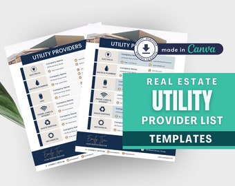 Utility Providers Template (real Estate) - Editable - Etsy
