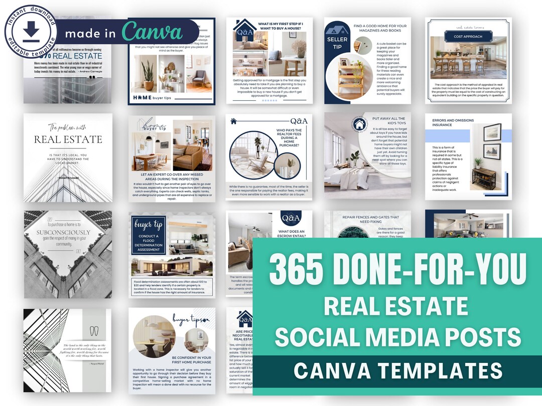 365 Realtor & Real Estate Social Media Post Templates for Marketing ...