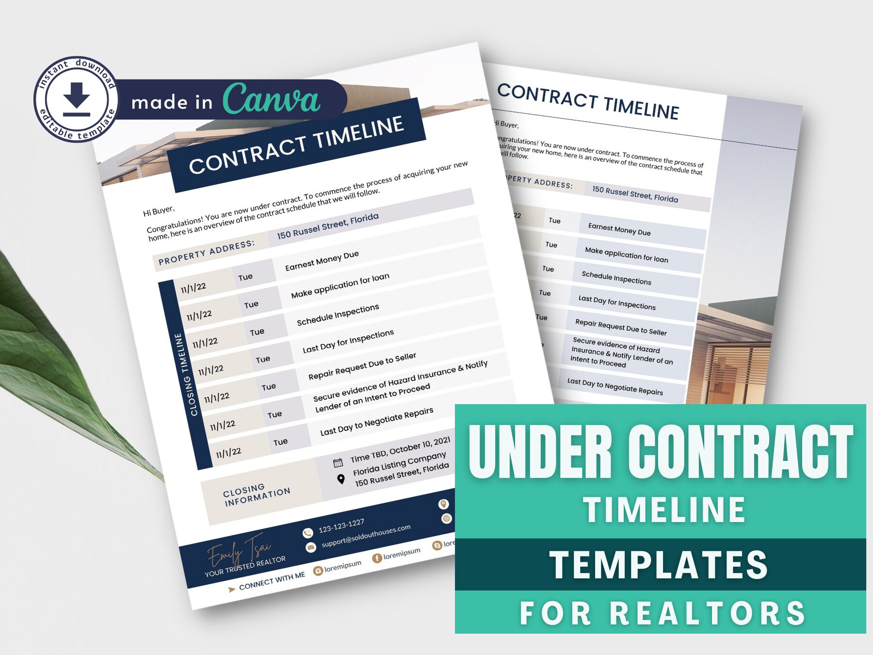 Under Contract Timeline for Real Estate, Mobile Contract Timeline ...