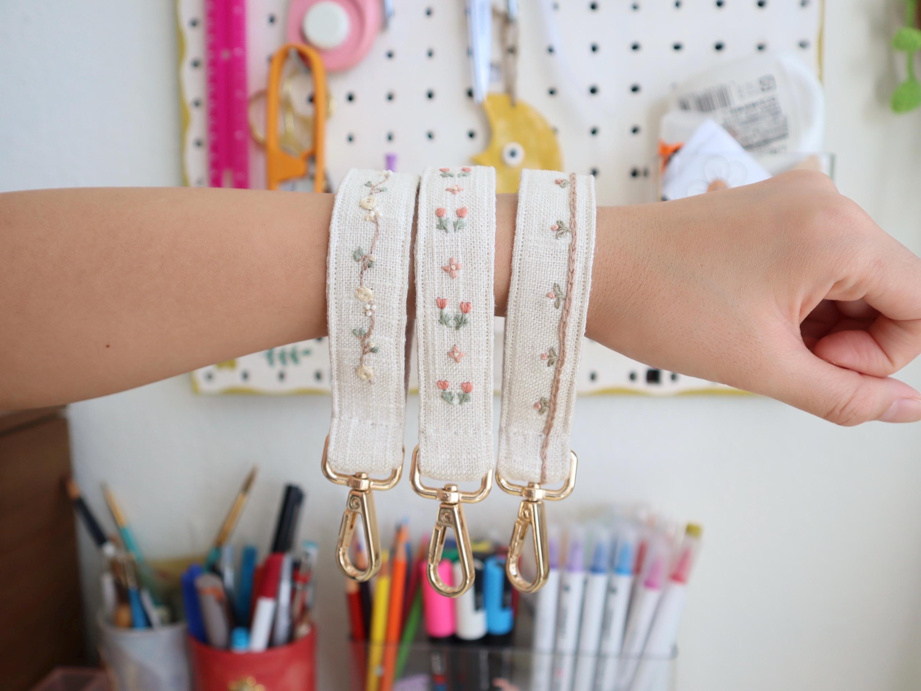 Mini Embroideried Key Chain/key Fob/wrist Strap - Etsy