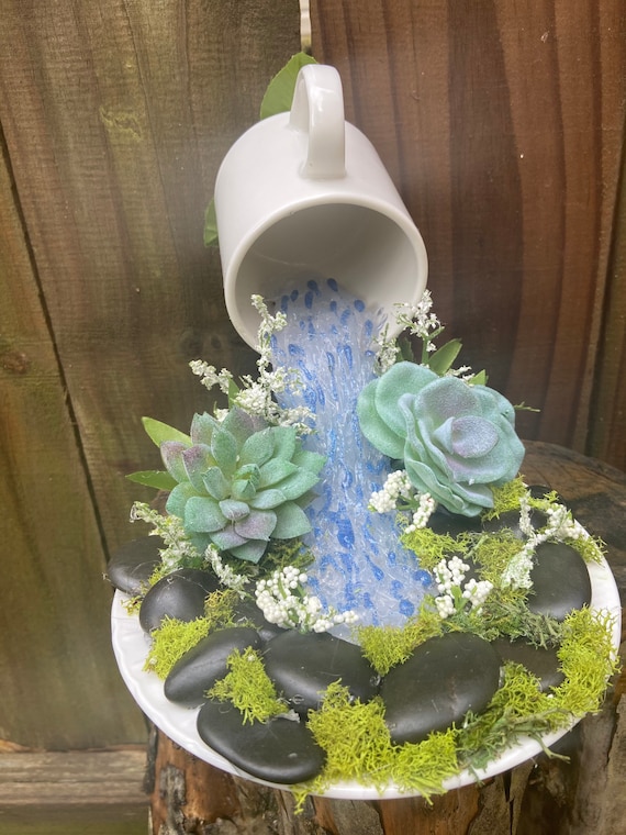 Floating Cup Centerpiece Waterfall Sculpture Natural Elements | Etsy