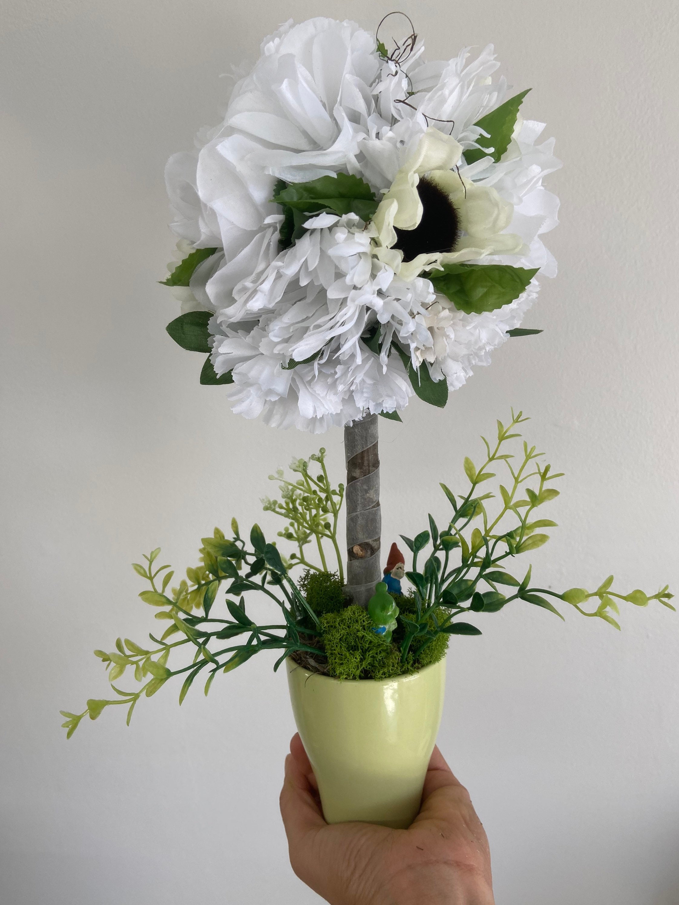 White Fantasy Topiary in a Cup With Ferrero Rocher Handmade Centerpiece ...