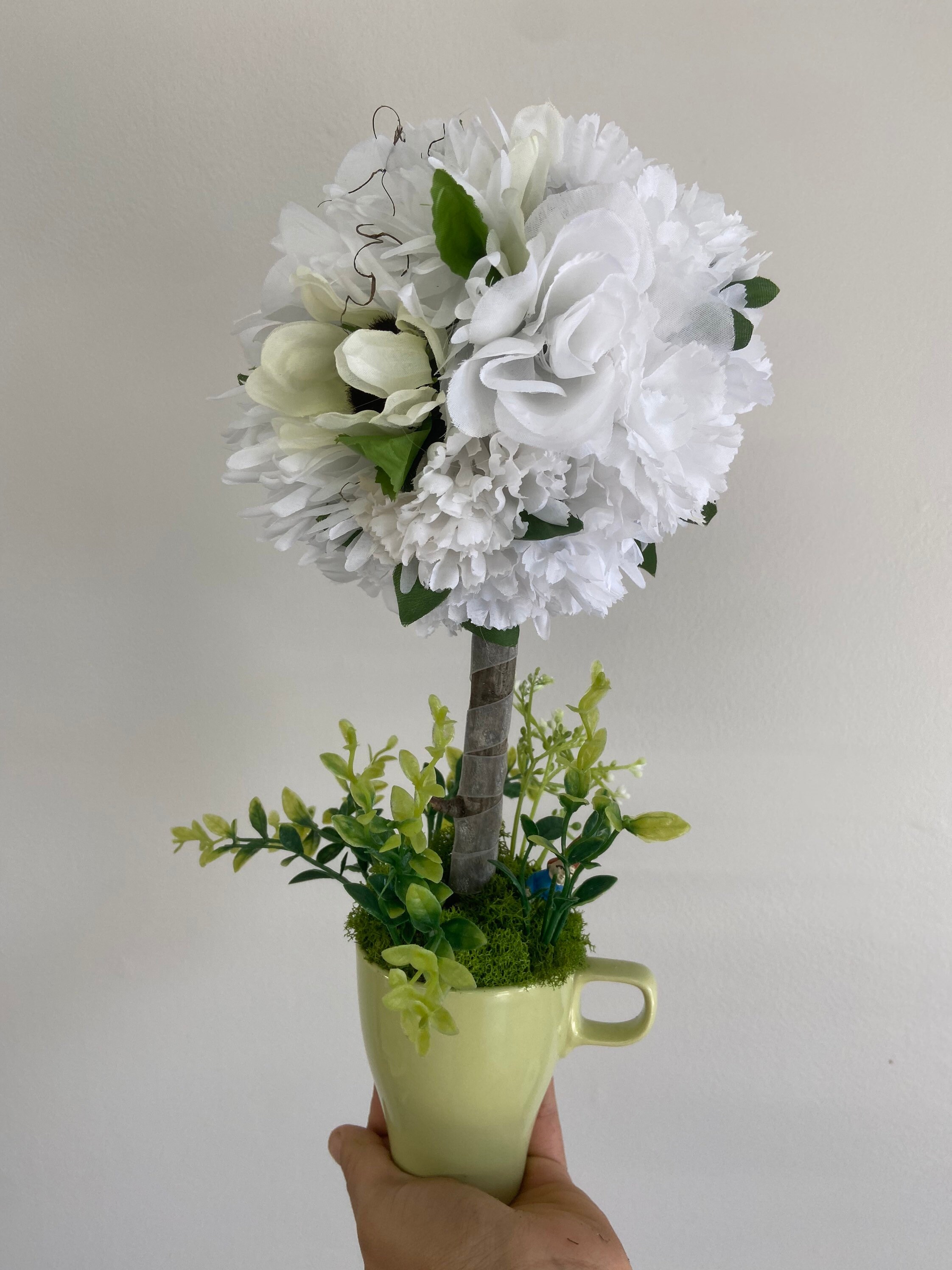 White Fantasy Topiary in a Cup With Ferrero Rocher Handmade Centerpiece ...