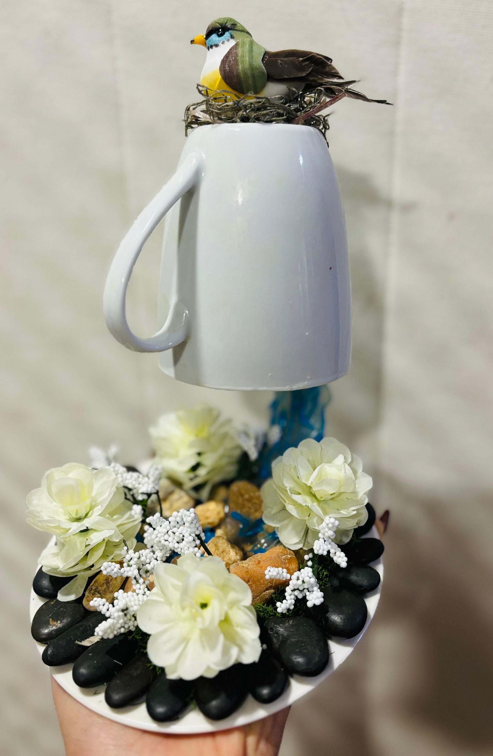 Handmade Centerpiece Teacup White Garden Miniature Corner Arrangement ...