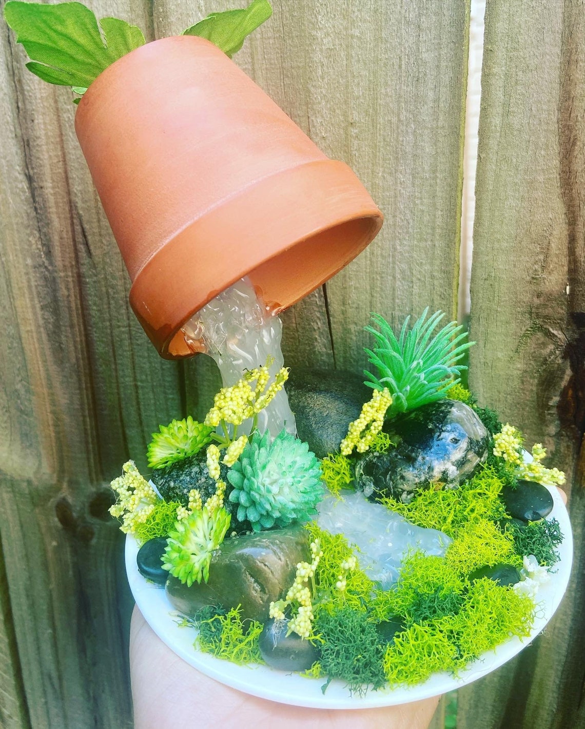 Sculpture Waterfall Centerpiece Garden. Flower Pot Garden Cascade ...