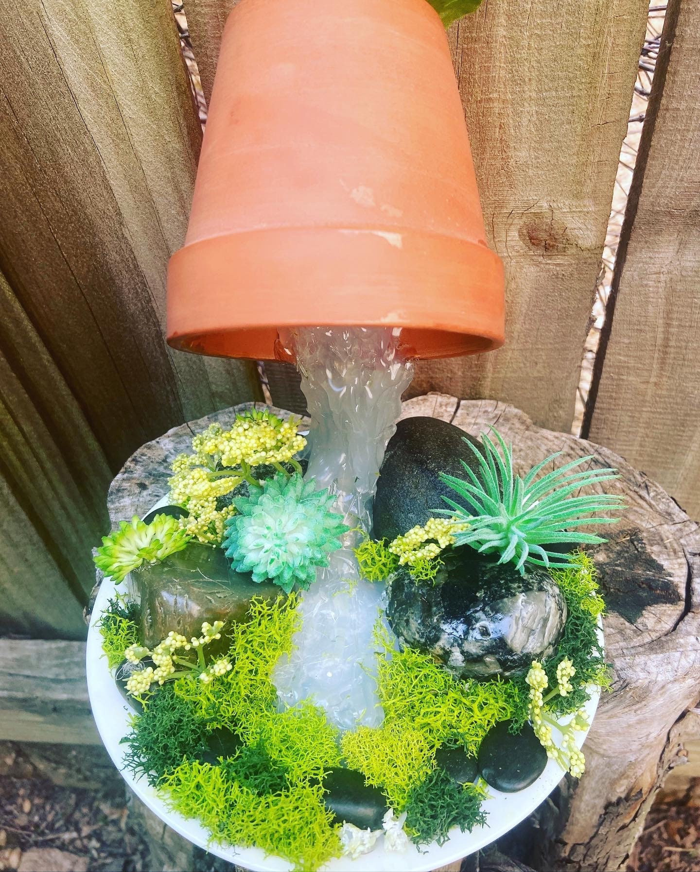 Sculpture Waterfall Centerpiece Garden. Flower Pot Garden Cascade ...