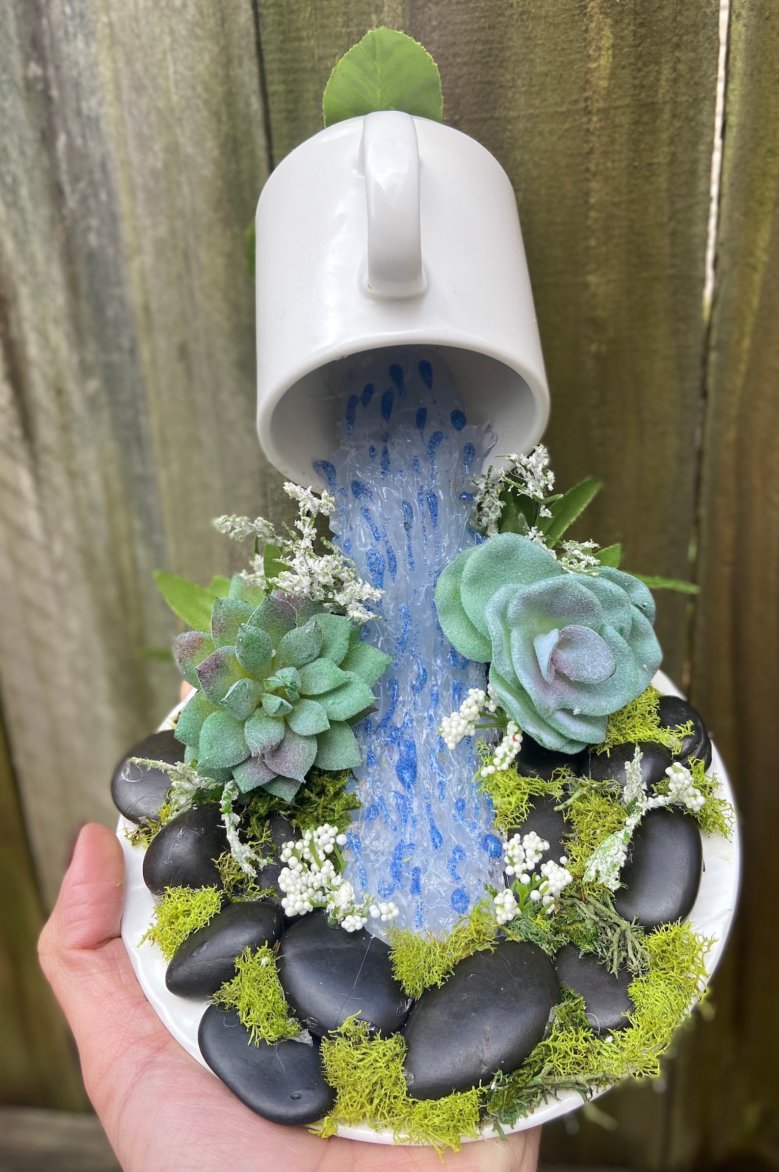 Floating Cup Centerpiece Waterfall Sculpture Natural Elements ...