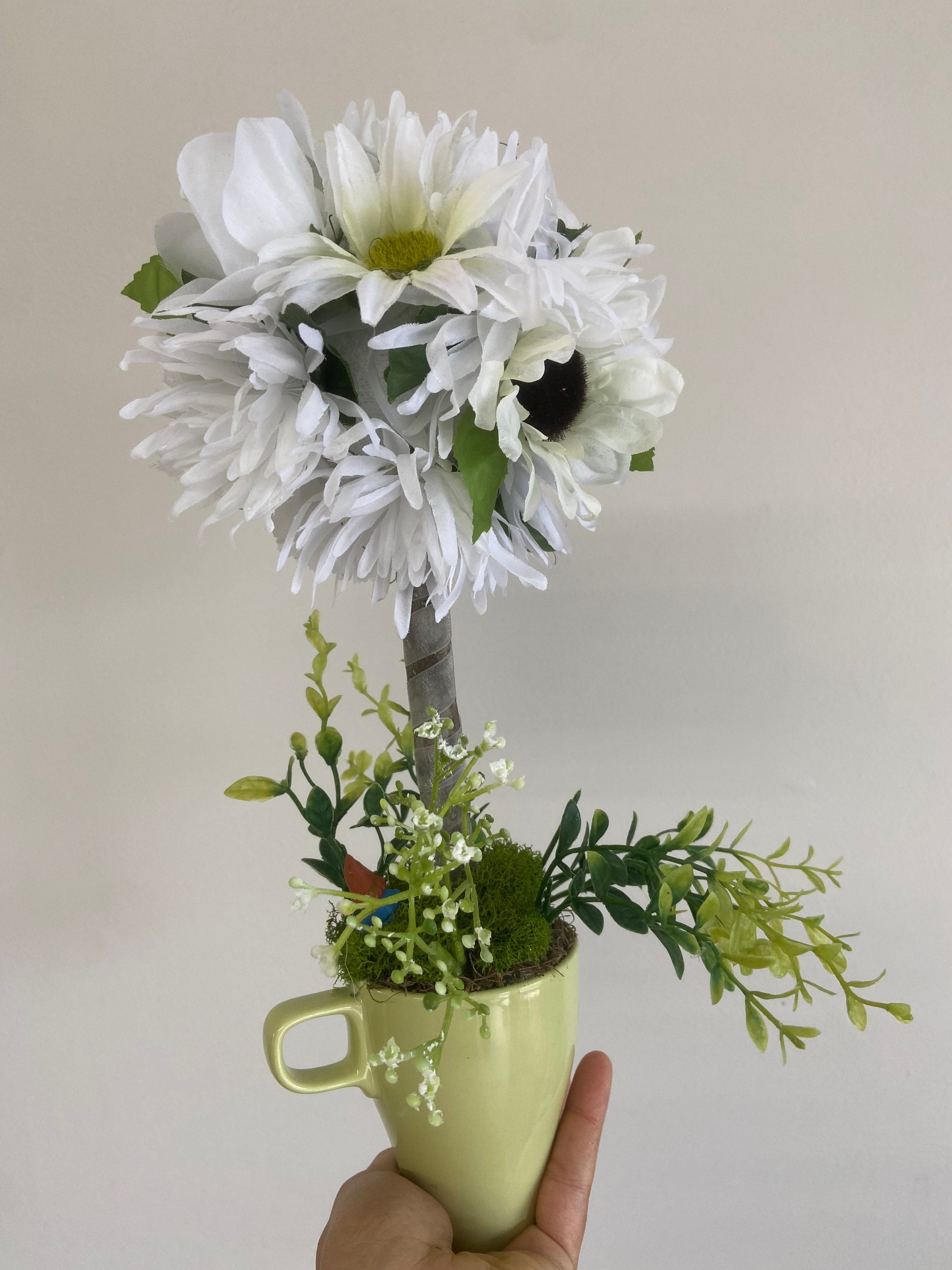 White Fantasy Topiary in a Cup With Ferrero Rocher Handmade Centerpiece ...