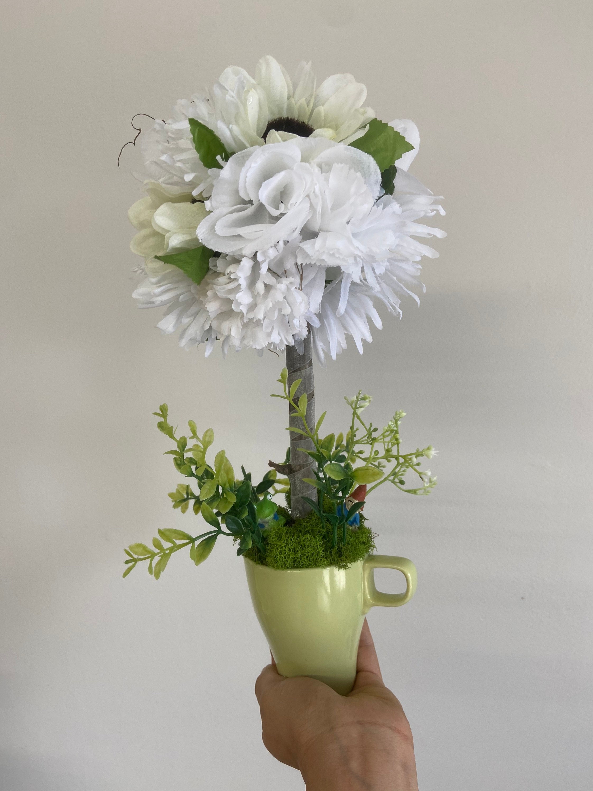 White Fantasy Topiary in a Cup With Ferrero Rocher Handmade Centerpiece ...