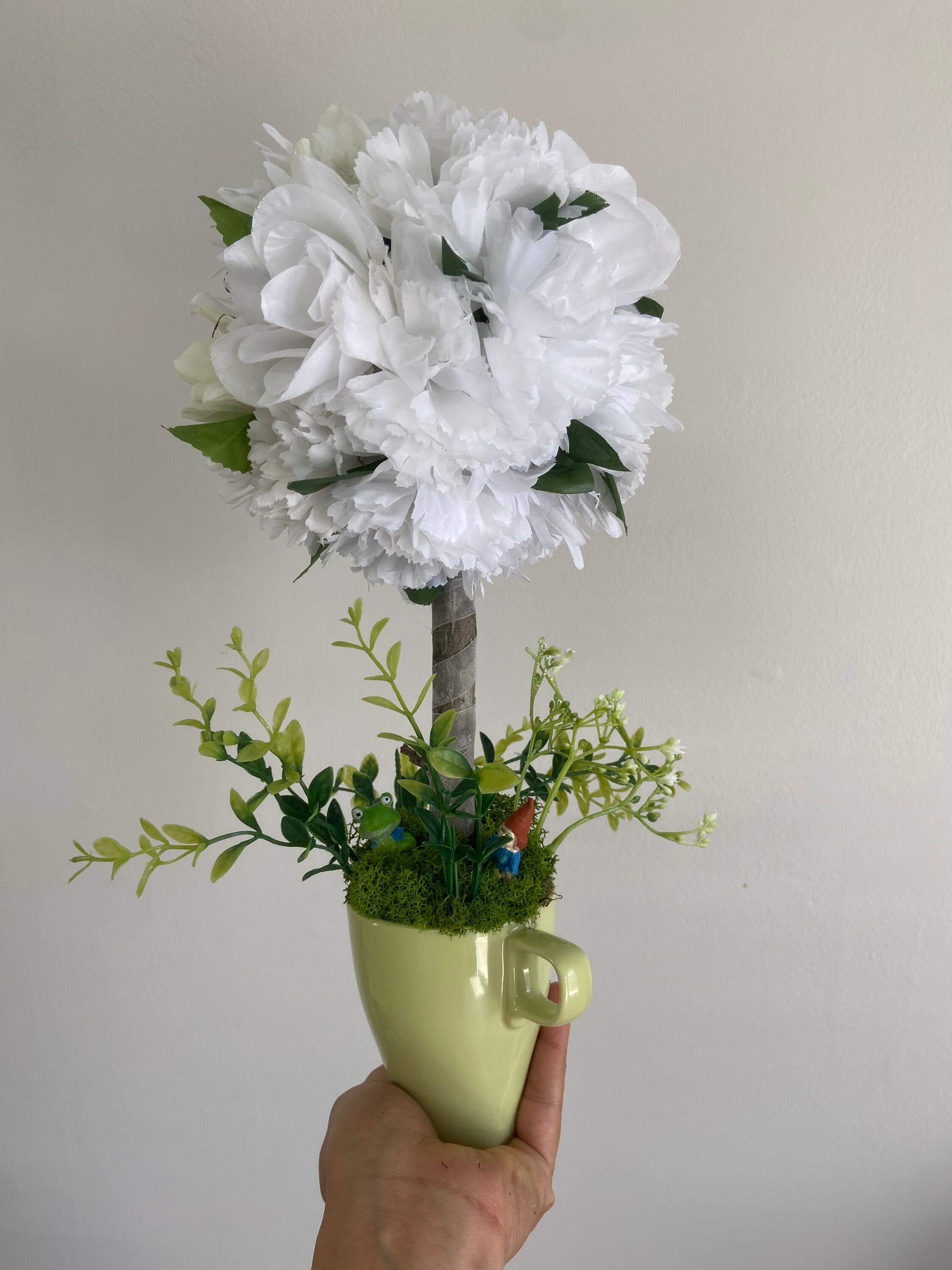 White Fantasy Topiary in a Cup With Ferrero Rocher Handmade Centerpiece ...