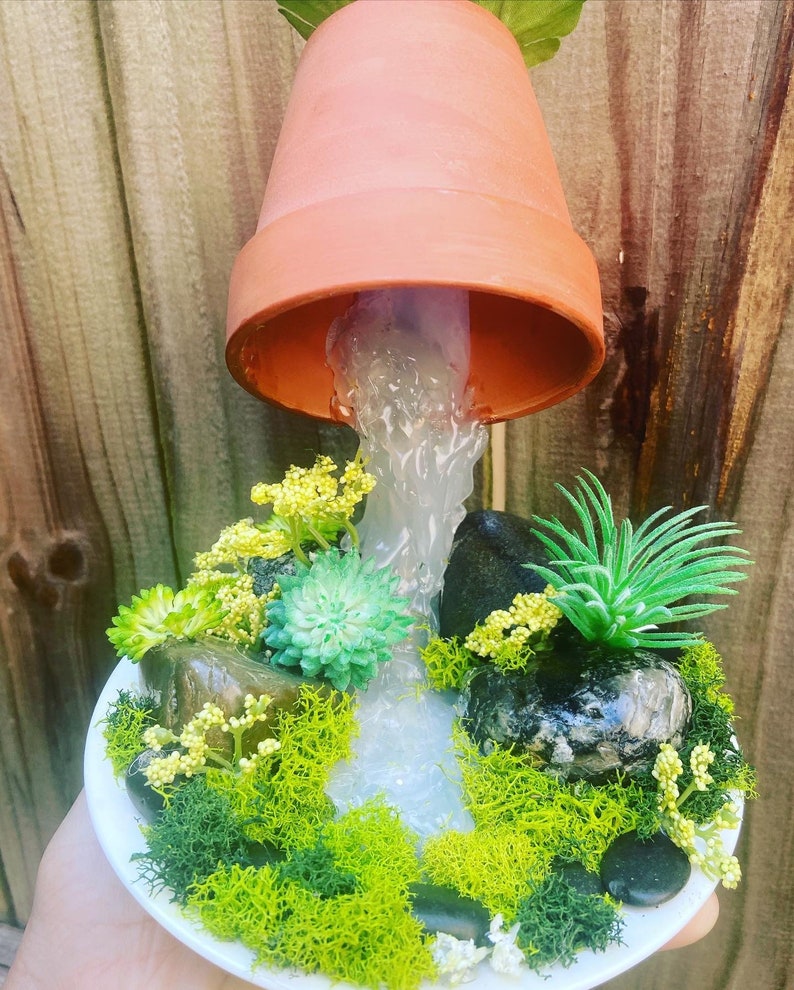 Sculpture Waterfall Centerpiece Garden. Flower Pot Garden Cascade ...