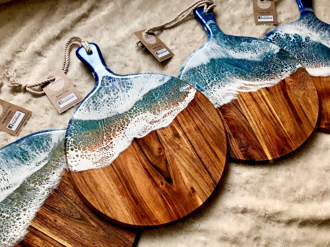 Round Ocean Resin Board Set - Etsy