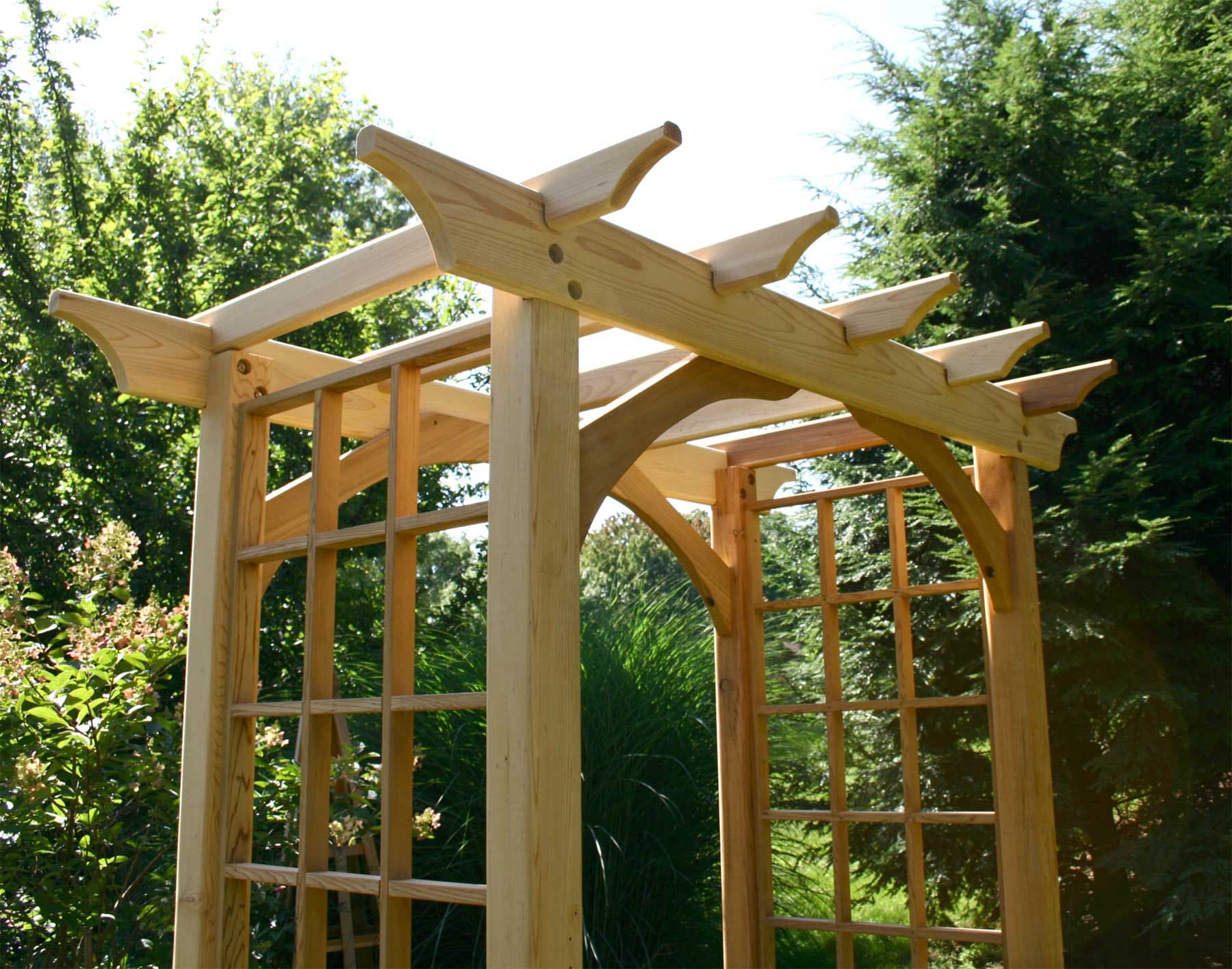 Red Cedar Canterbury Arbor With Gate & Lattice Wings - Handmade USA - Etsy
