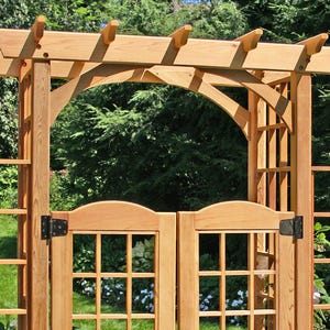 Red Cedar Canterbury Arbor With Gate & Lattice Wings - Handmade USA - Etsy