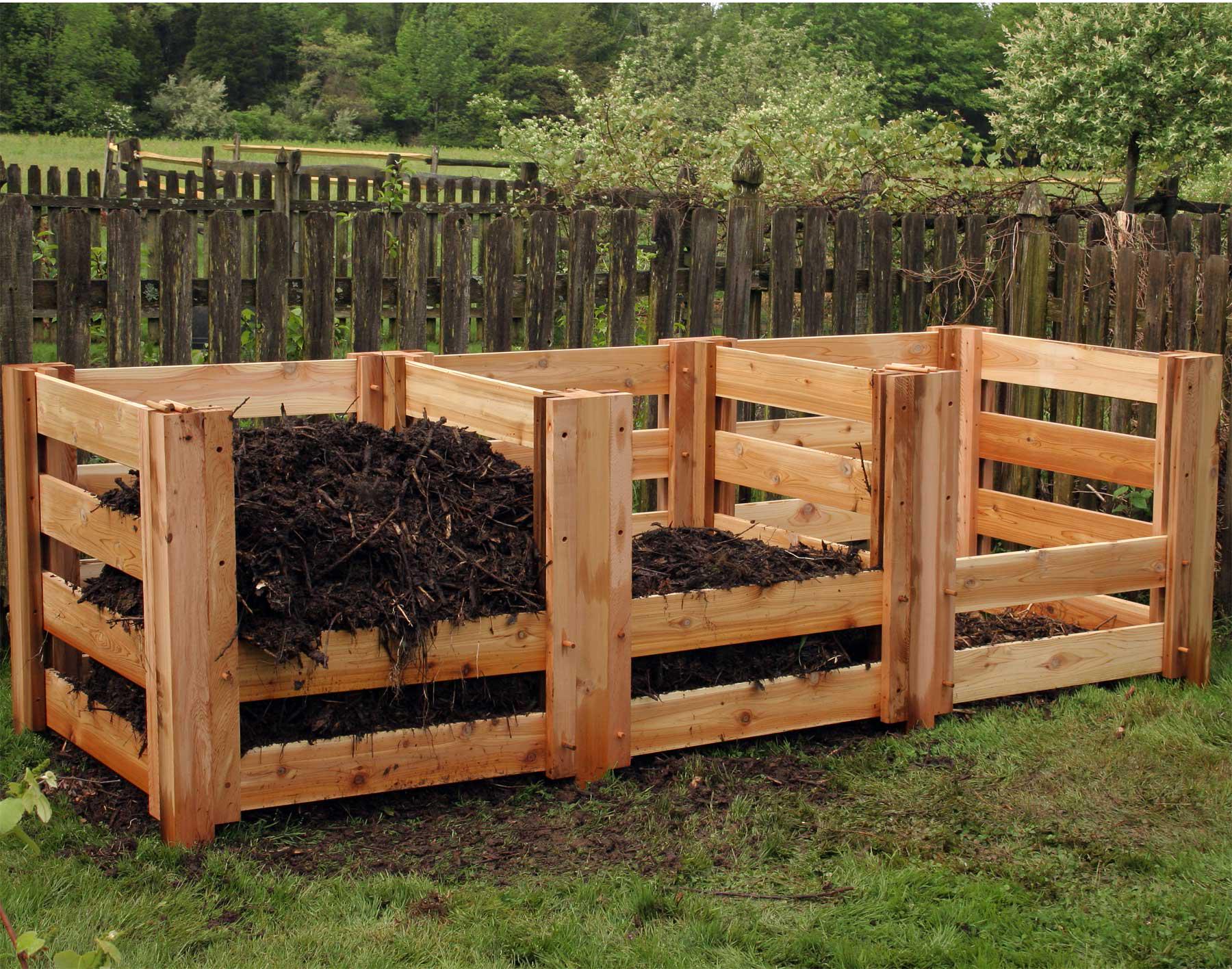 Red Cedar 3-compartment Compost Bin: Handmade Farmhouse Composting ...