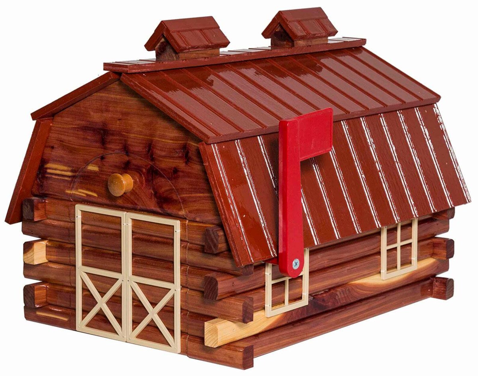 Red Cedar Barn Mailbox | Wooden Mailbox | Cedar Wood Log Cabin ...