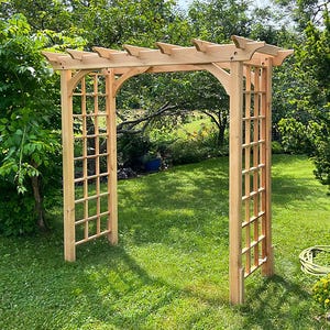 Red Cedar Garden Arbor: Handmade Wood Arch With Lattice Sides - Etsy
