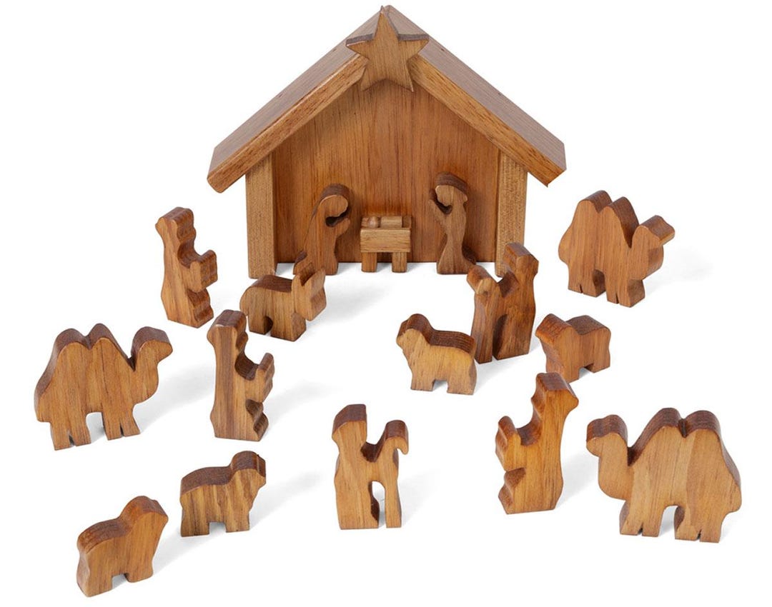 Handmade Maple Nativity Scene Set - 3" Figures, Heirloom Christmas Toy ...