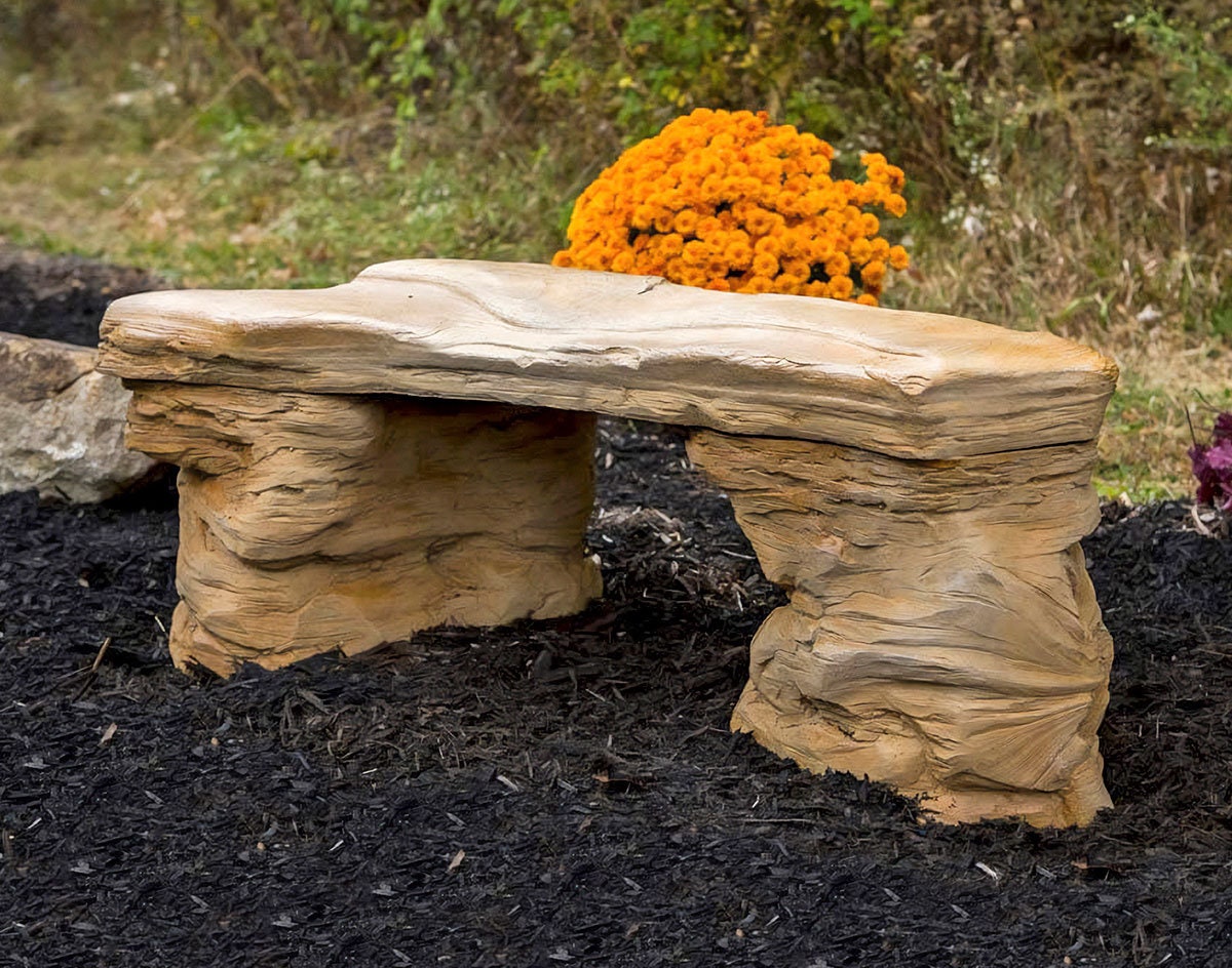 Concrete Rock Garden Bench - Etsy
