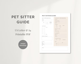 Pet Sitter Instructions Printable PDF | Owner Info Template (dog, Cat ...
