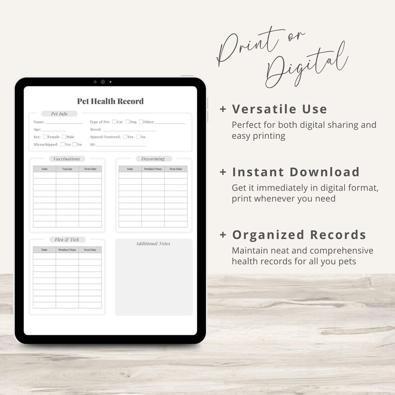 Pet Health Record Printable PDF | Owner Info Template (dog, Cat, or ...