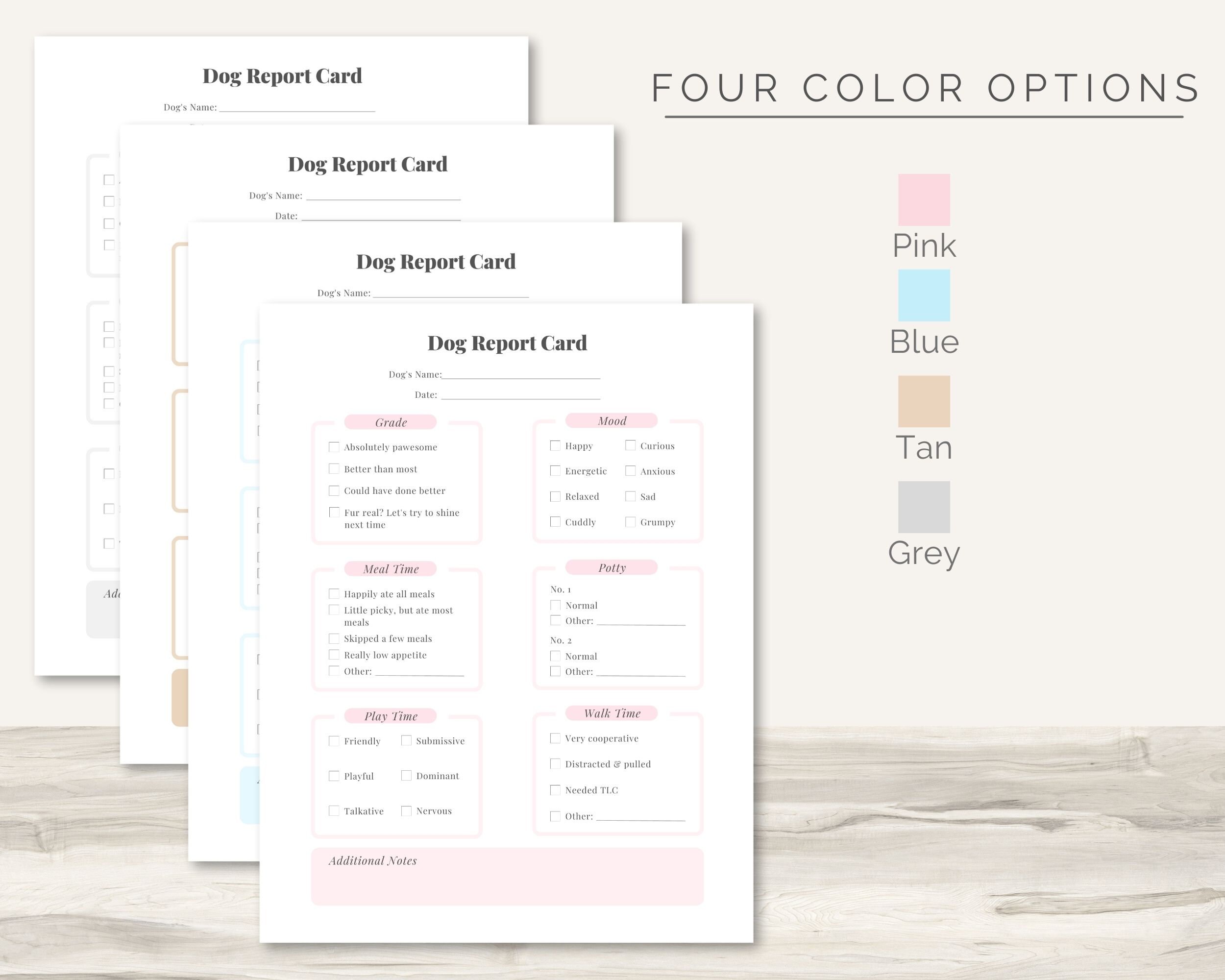 Dog Report Card Printable PDF Pet Owner Info Editable Template Pet ...