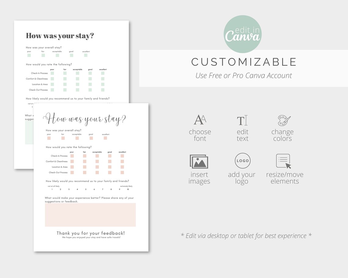 Guest Comment Feedback Form | Vacation Rental Feedback | Form for ...