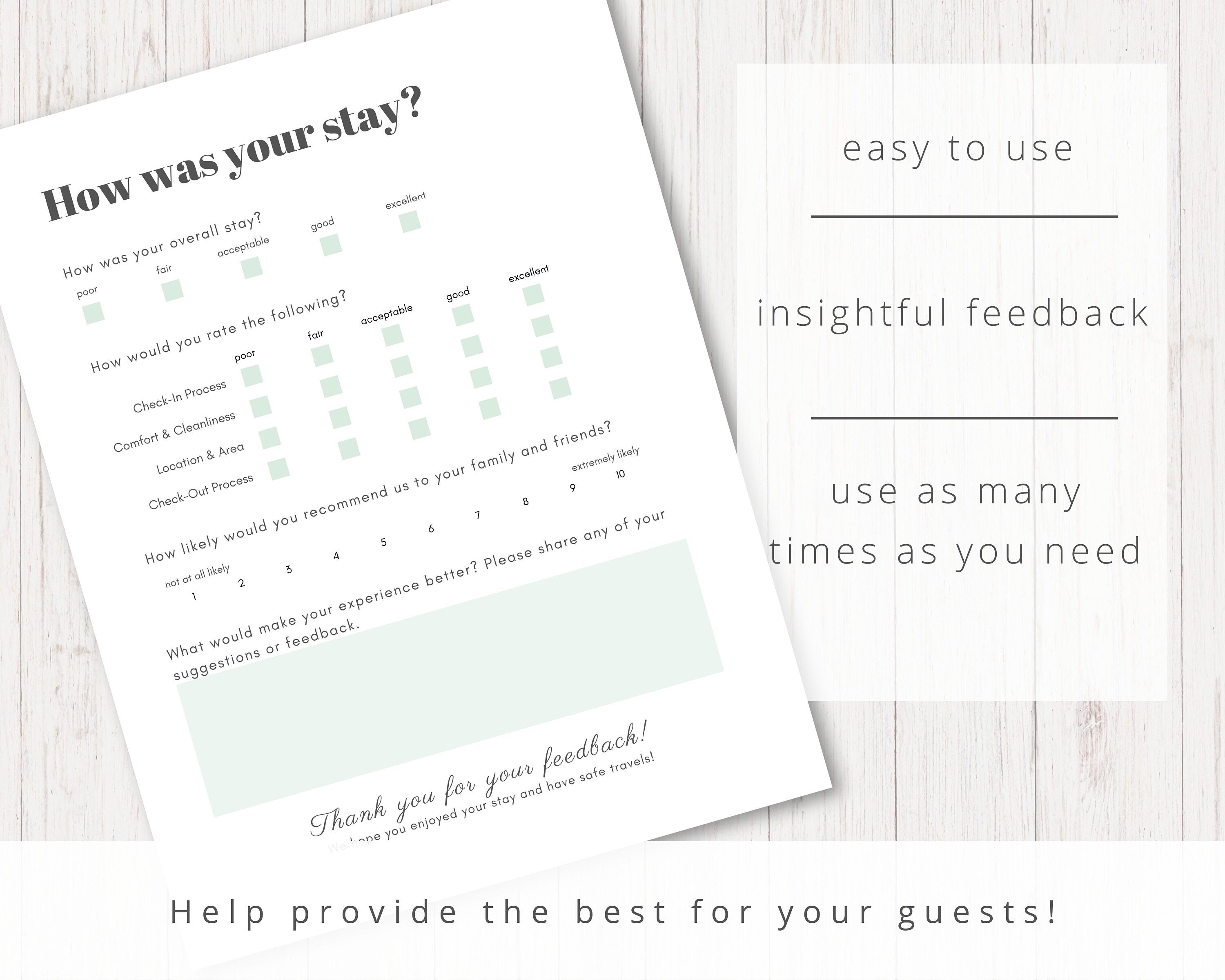 Guest Comment Feedback Form | Vacation Rental Feedback | Form for ...