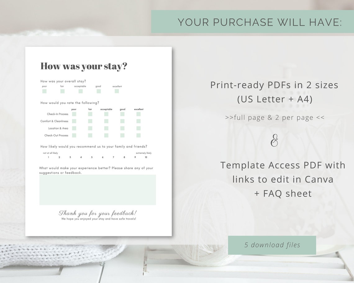 Guest Comment Feedback Form | Vacation Rental Feedback | Form for ...