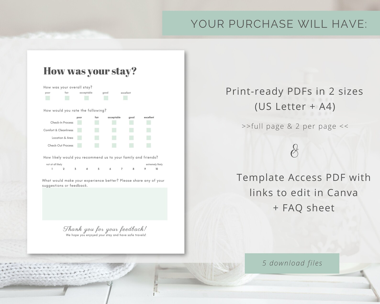 Guest Comment Feedback Form | Vacation Rental Feedback | Form for ...