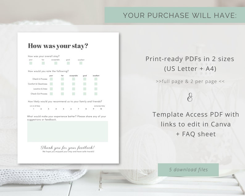 Guest Comment Feedback Form | Vacation Rental Feedback | Form for ...