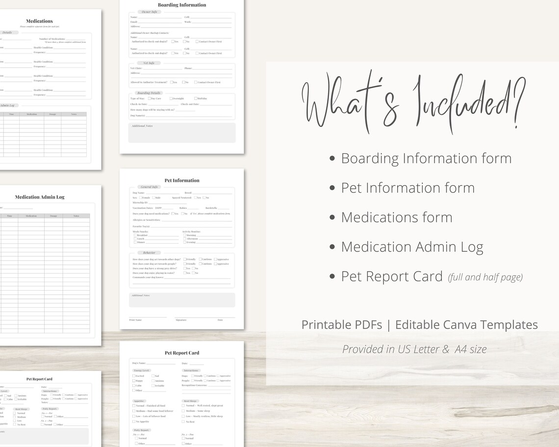 Dog Boarding Forms Printable PDF | Pet Boarding Bundle | Pet Care ...