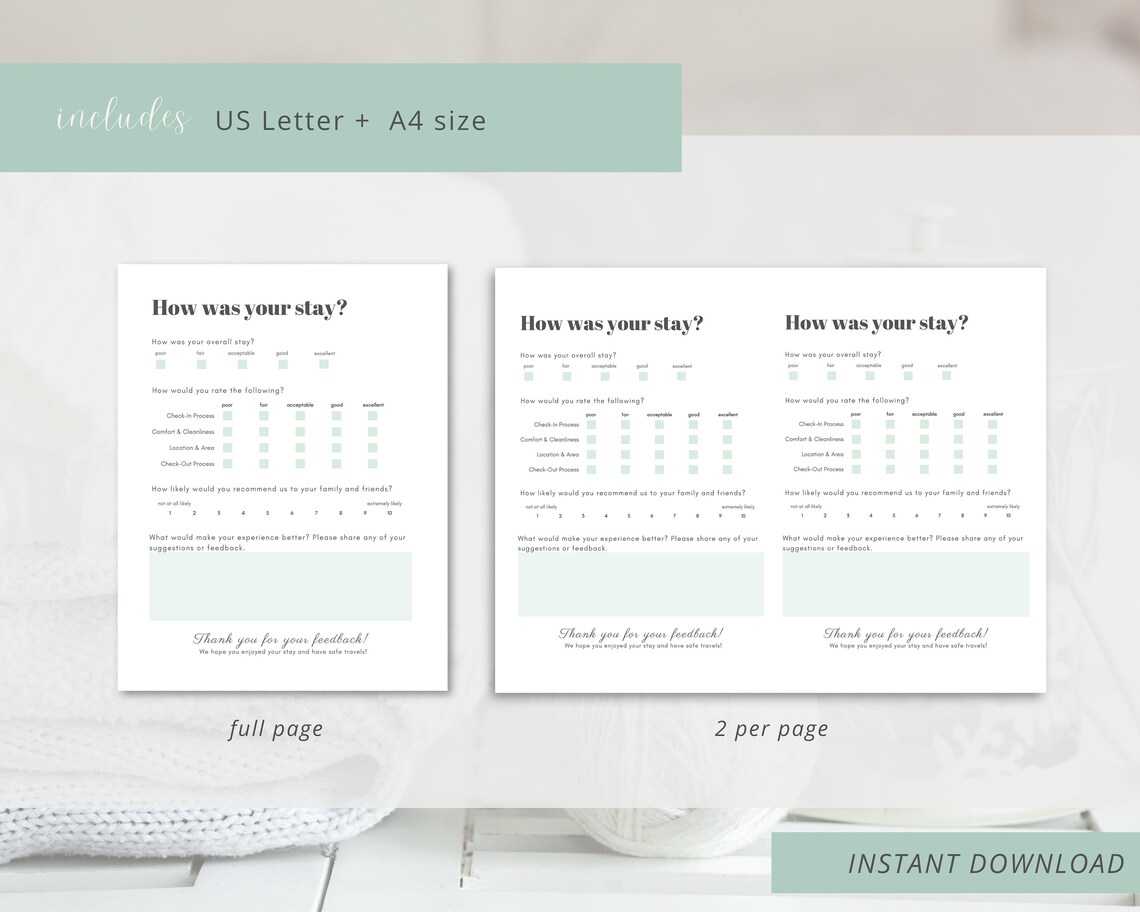 Guest Comment Feedback Form | Vacation Rental Feedback | Form for ...