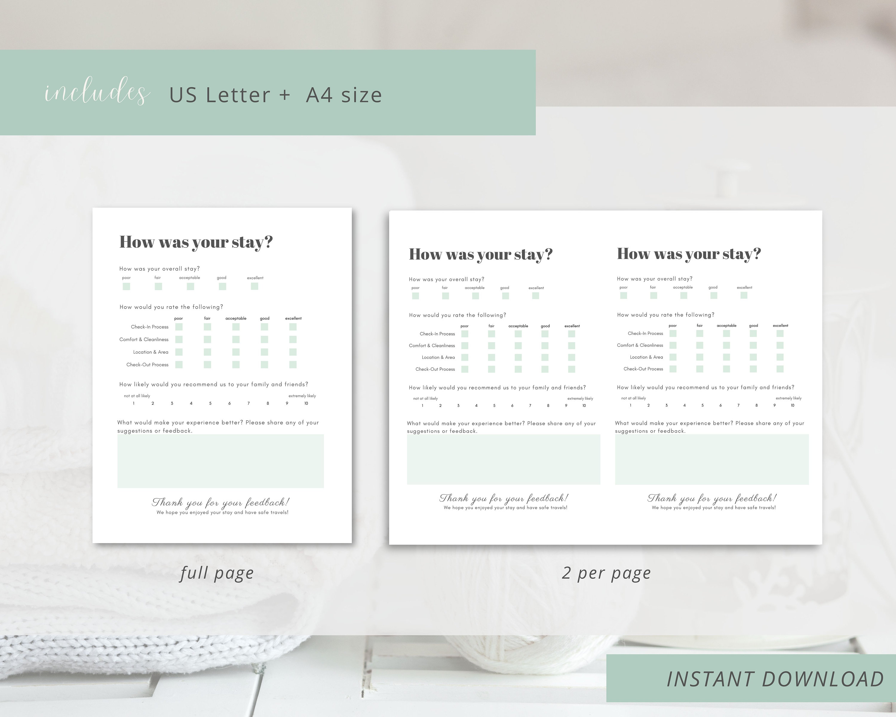 Guest Comment Feedback Form | Vacation Rental Feedback | Form for ...