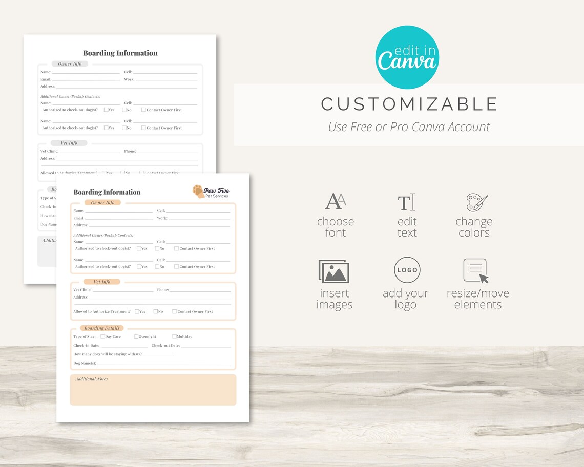 Dog Boarding Forms Printable PDF | Pet Boarding Bundle | Pet Care ...