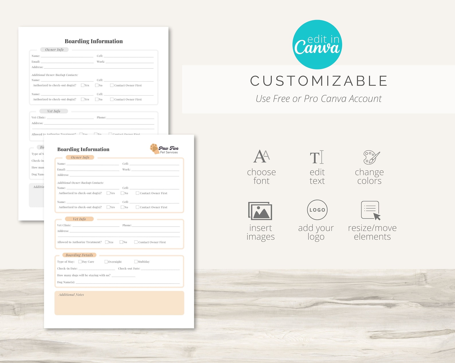 Dog Boarding Forms Printable PDF | Pet Boarding Bundle | Pet Care ...