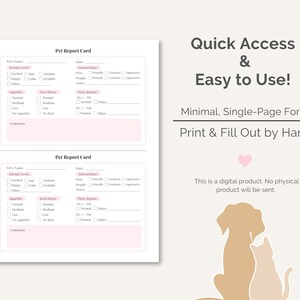 Pet Report Card Printable PDF Pink Editable Pet Owner Info Template Pet ...