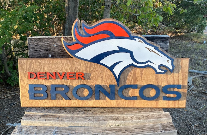 Broncos Oak Plaque - Etsy