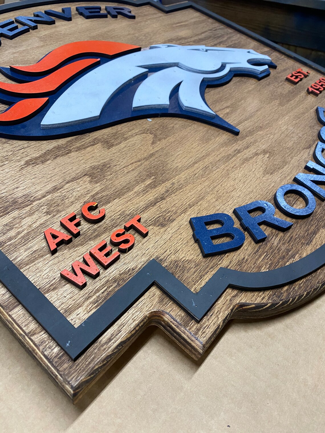 Broncos Vintage Oak Plaque - Etsy