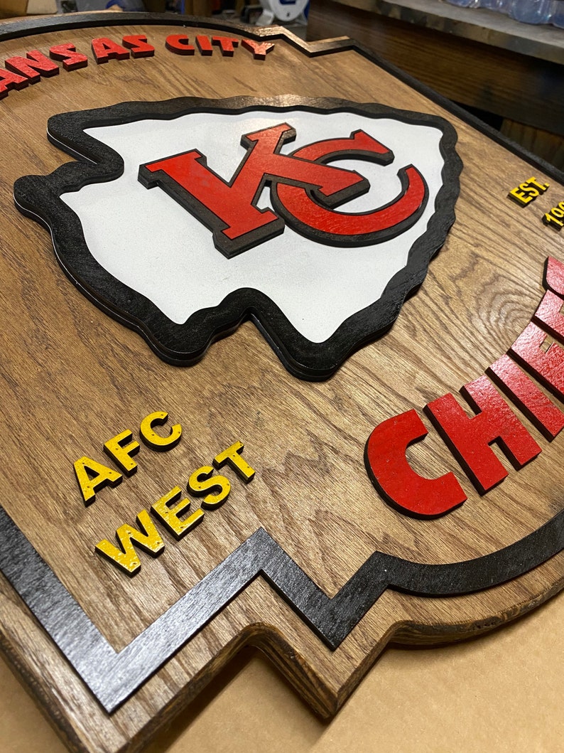 Chiefs Vintage Oak Plaque - Etsy