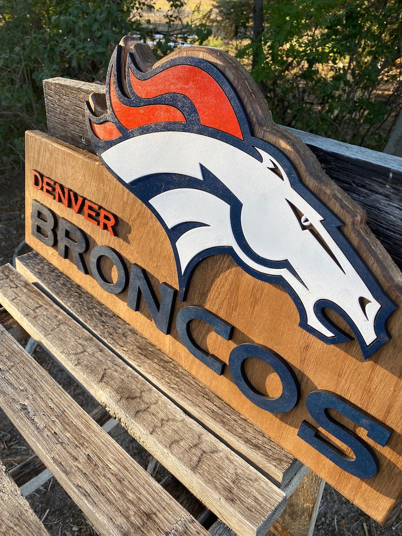 Broncos Oak Plaque - Etsy