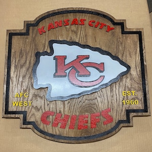 Chiefs Vintage Oak Plaque - Etsy