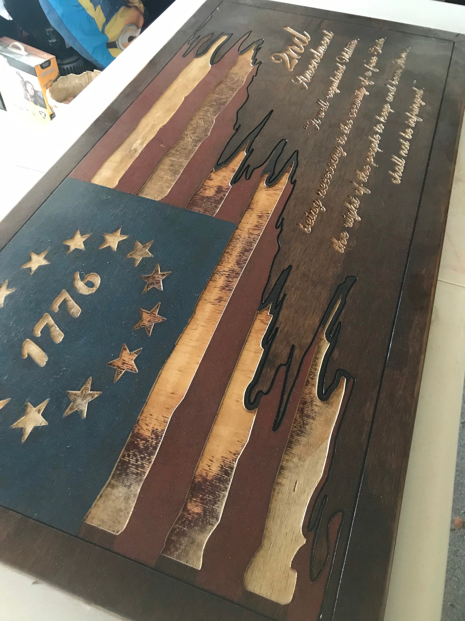 Custom Carved Hand Painted Flags - Etsy