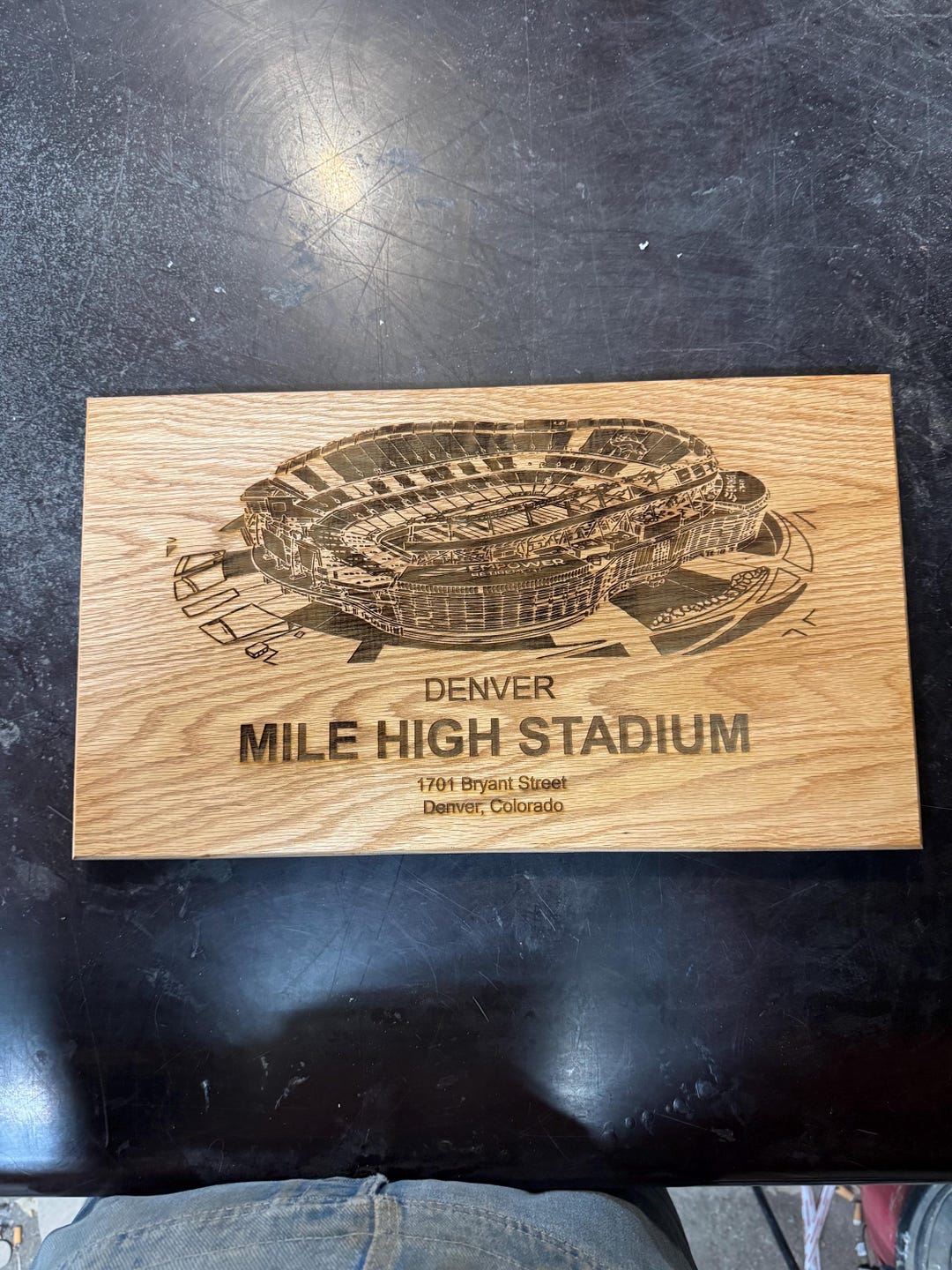 Laser Engraved Mile High Stadium Oak Plaque | Denver Broncos Wall Art ...