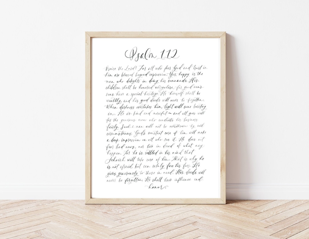 Psalm 112 Wall Art, Christian Gift, Psalms Wall Art, Bible Verse Wall ...